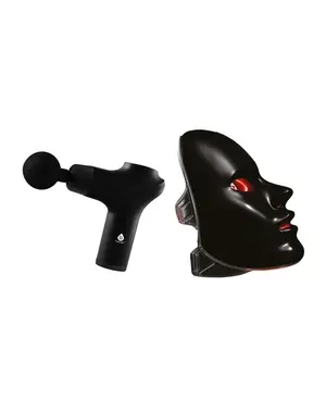 PURSONIC 7-in-1 Led Face Mask And 3-speed Massage Gun - Black