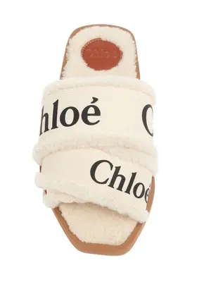 Chloé Woody Shearling Flat Sandals