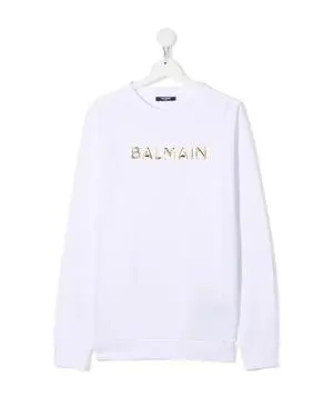 Balmain Logo Debossed Cotton Sweatshirt