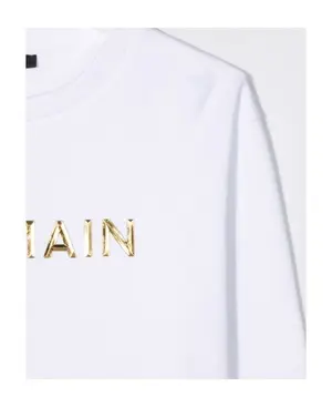 Balmain Logo Debossed Cotton Sweatshirt