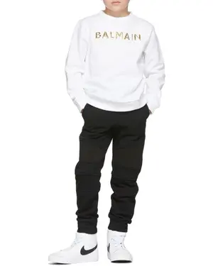 Balmain Logo Debossed Cotton Sweatshirt