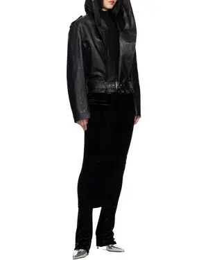 Alaïa Hooded Leather Biker Jacket