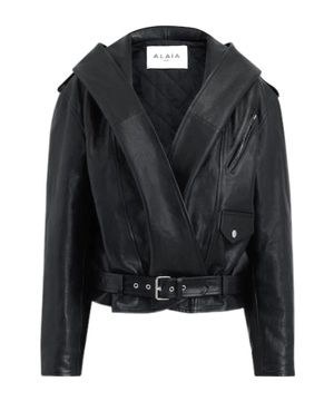 Alaïa Hooded Leather Biker Jacket