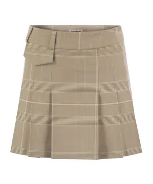 DONDUP Prince Of Wales Pleated Mini Skirt