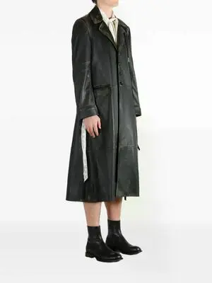 ANN DEMEULEMEESTER Faded-effect Leather Coat