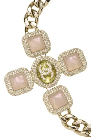 Chanel Gripoix Chain Belt With Crystal Accents And Cc Pendant