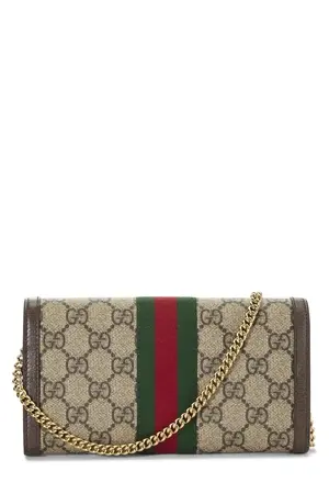 Gucci Original Gg Supreme Canvas Ophidia Wallet On Chain - Brown