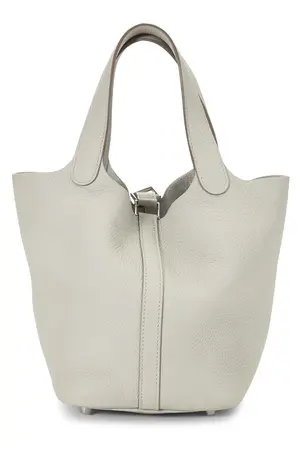 Hermès Clemence Leather Picotin Lock 18 Bag - Grey Pearl
