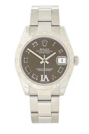 Rolex Datejust Stainless Steel Diamond Bezel Watch - Brown