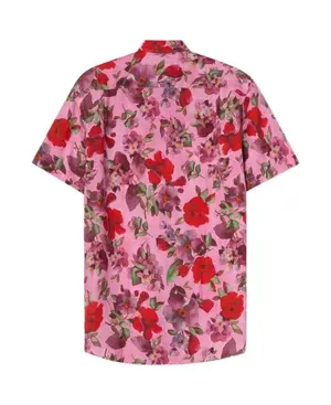 Robert Talbott Morgan Printed Floral Linen Short Sleeve Shirt - Pink