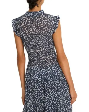 NIC+ZOE Smocked Leopard Sketch Top