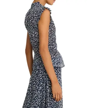 NIC+ZOE Smocked Leopard Sketch Top