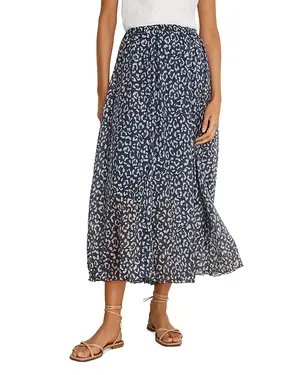 NIC+ZOE Crinkle Leopard Sketch Midi Skirt