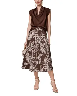 Donna Karan New York Printed Pleated Midi Skirt