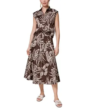 Donna Karan New York Printed Pleated Midi Skirt