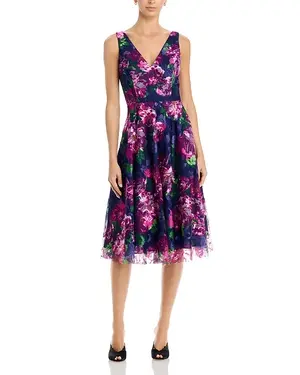Eliza J Floral V Neck Sleeveless Dress