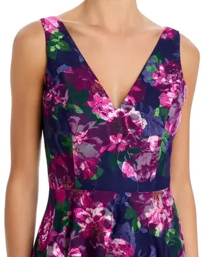Eliza J Floral V Neck Sleeveless Dress