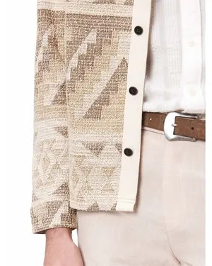 John Varvatos Byrne Geometric Pattern Long Sleeve Jacket