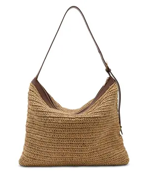 REISS Margot Raffia Effect Shoulder Bag