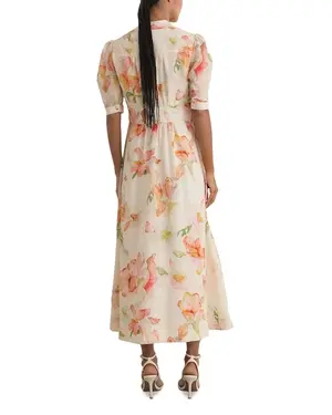 REISS Poppy Floral Print Midi Dress