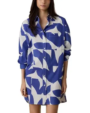 Faherty Brand Printed Cotton Shirt Dress - Summer Leaf
