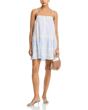 LoveShackFancy Vionett Embroidered Floral Mini Dress