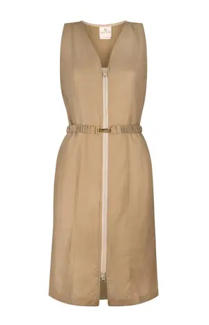 GUNDA HAFNER LTD Sleeveless Cotton Dress With Belt - Beige