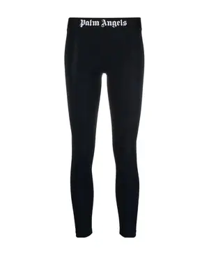 Palm Angels Logo-waistband Cropped Legging - Black