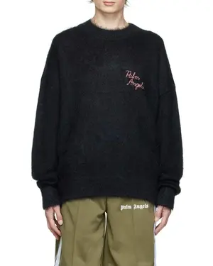 Palm Angels Logo Intarsia Crewneck Jumper - Black