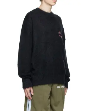 Palm Angels Logo Intarsia Crewneck Jumper - Black