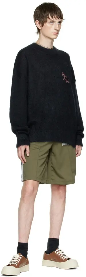 Palm Angels Logo Intarsia Crewneck Jumper - Black