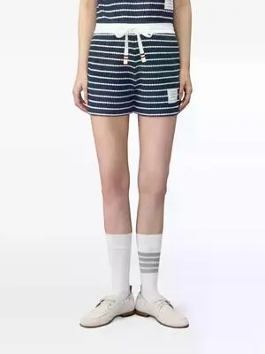 Thom Browne Honeycomb Stripe Drawstring Shorts - Blue
