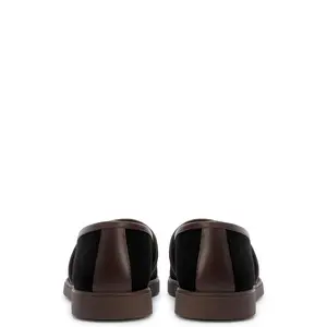 GIUSEPPE ZANOTTI Fabric Slip-on Shoes With Leather Trim - Black