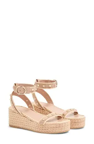 Valentino Garavani Rockstud Ankle Strap Espadrille Platform Sandals
