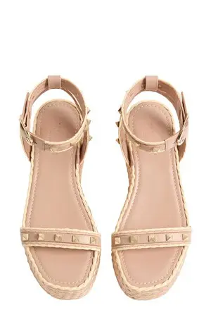 Valentino Garavani Rockstud Ankle Strap Espadrille Platform Sandals