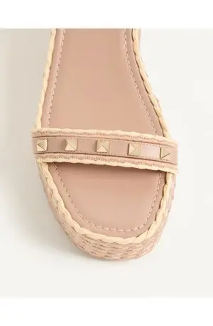 Valentino Garavani Rockstud Ankle Strap Espadrille Platform Sandals - Rose