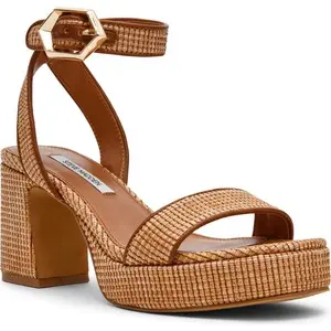 Steve Madden Elida Ankle Strap Platform Sandal - Raffia