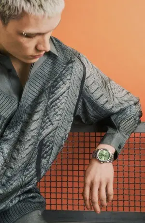 DIESEL® Stinger Bracelet Watch With Sunray Dial - Green/silver