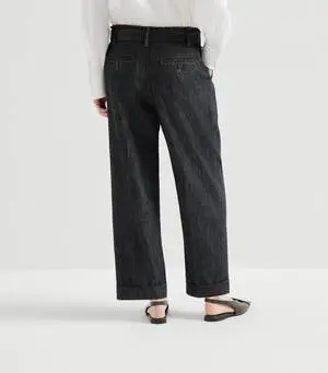Brunello Cucinelli Belted Wide-leg Denim Trousers