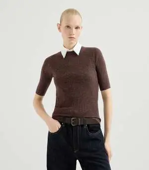 Brunello Cucinelli Cashmere Sparkling Ribbed Sweater - Brown