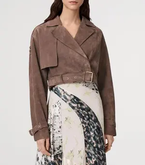 ALLSAINTS Goat Suede Ophelia Jacket - Brown