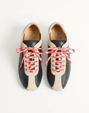 Valentino Garavani Strikie" Perforated Nappa And Suede Sneakers
