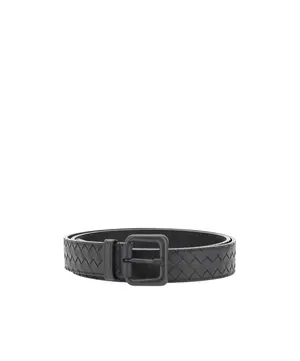Bottega Veneta Intrecciato Weave Belt - Black