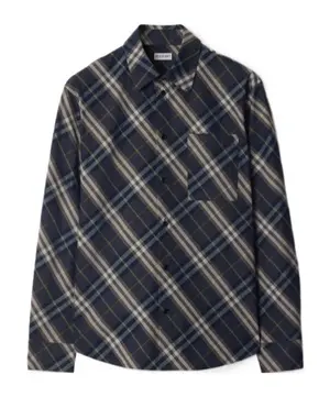 Burberry Long Sleeved Checked Shirt - Indigo
