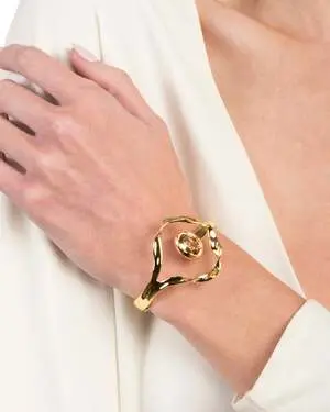 Alexis Bittar Crumpled Orbit Crystal Hinge Bracelet