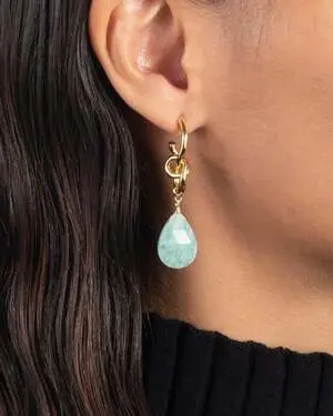 Alexis Bittar Alexis Bittar Asterales Knot Post Drop Earring With Peacock Pearl Amazonite