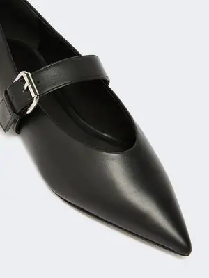 Max Mara Leather Pointed-toe Ballet Flats With Buckle Detail