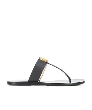 Gucci Double G Leather Thong Sandals