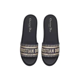 Dior Dway Platform Slide Sandals - Dark Blue