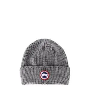 Canada Goose Logo Patch Ribbed-knit Beanie - Gray